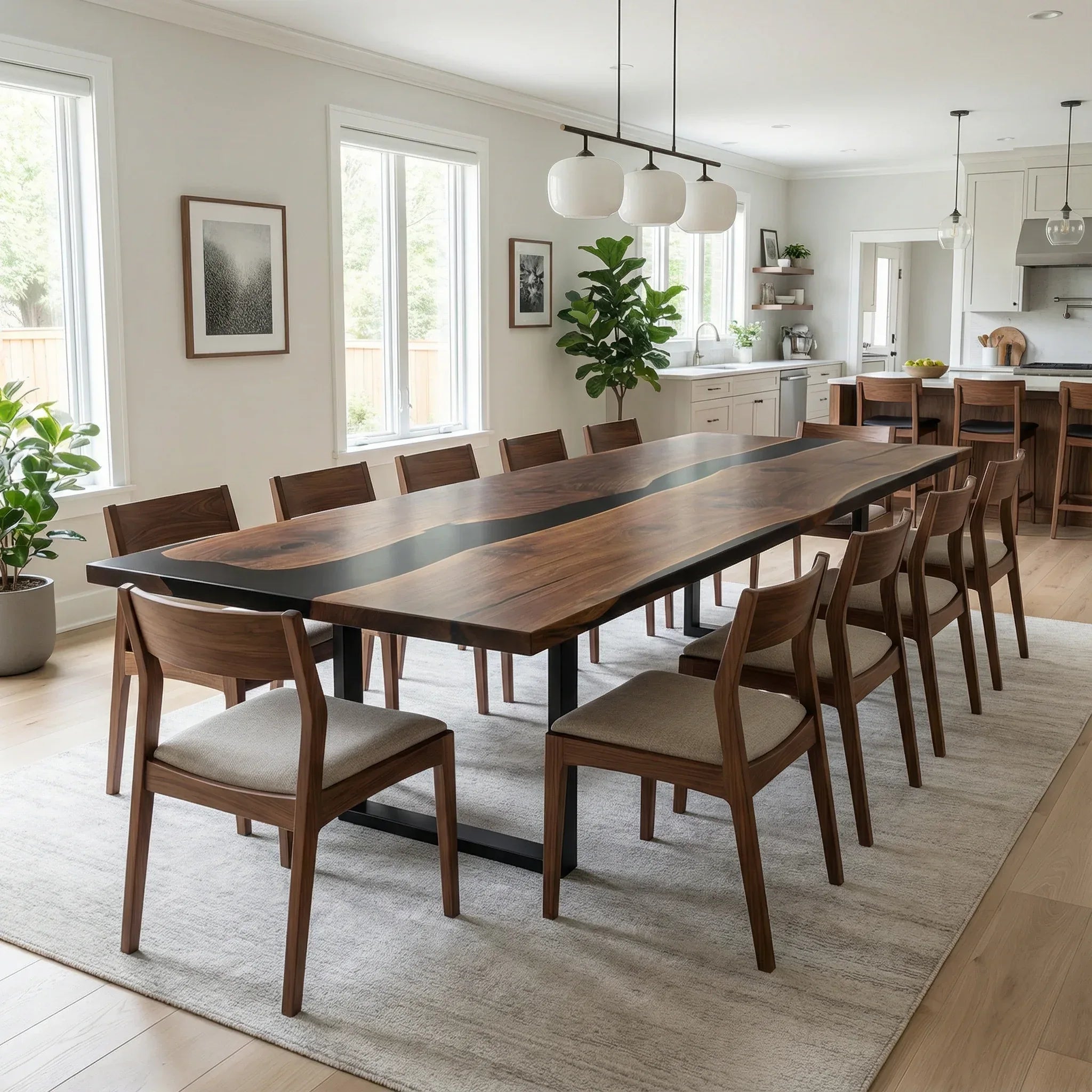 12feet large scale size dining table for 12 people dark walnut black e ...