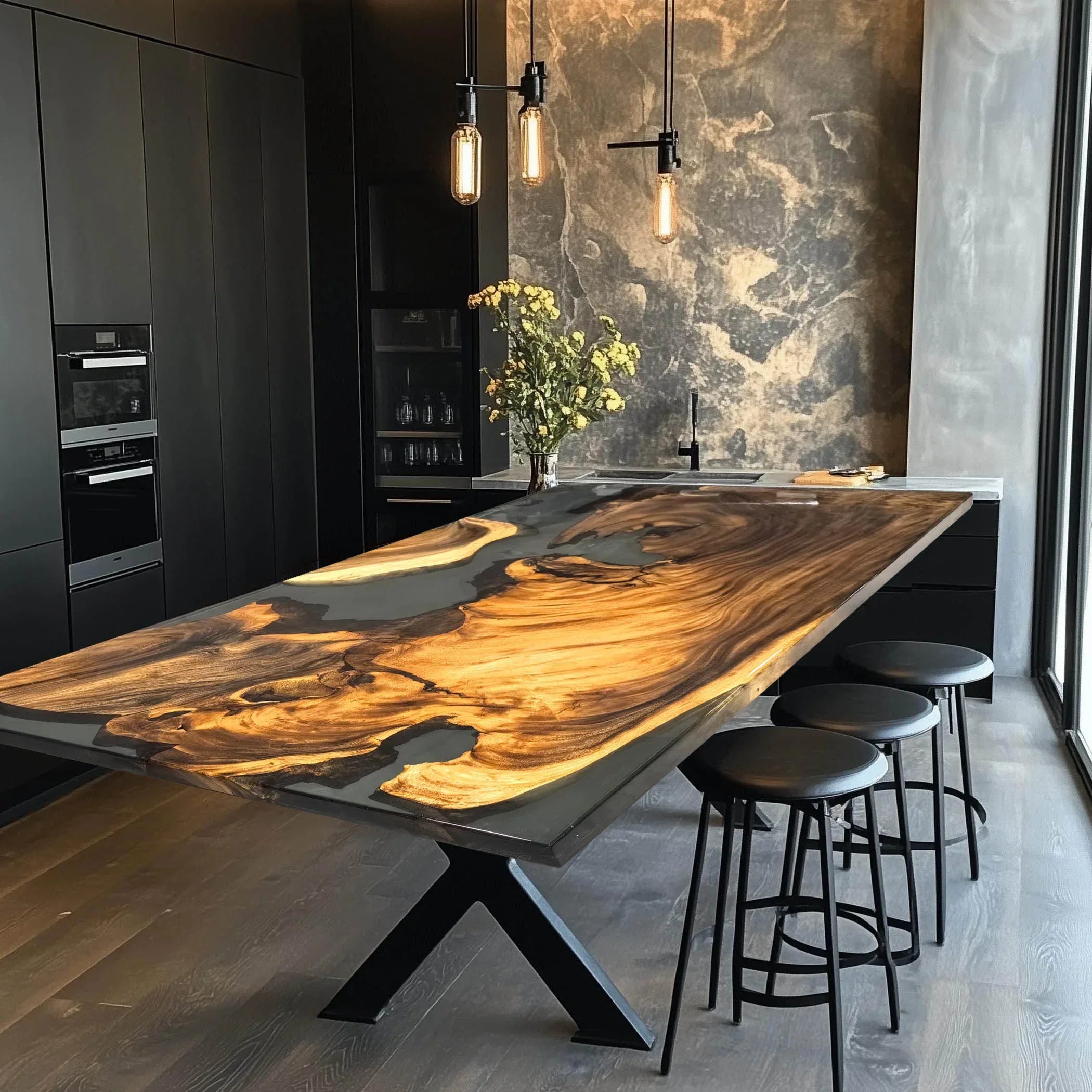 Craftsmanship single masterpiece solid wood dining table for 8 people ...