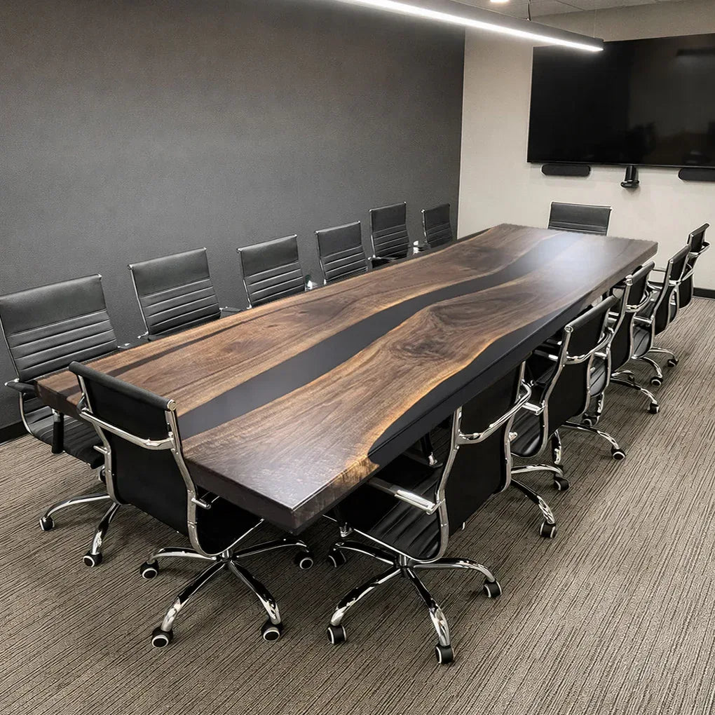 Massive table in 12 ft for 12 person solid dark walnut wood river tabl ...